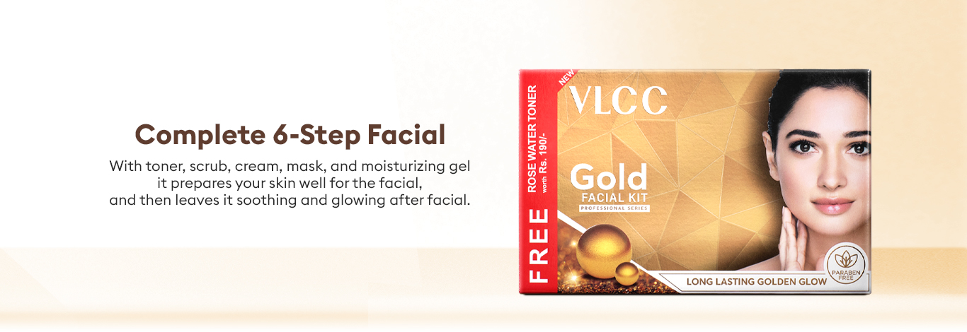 VLCC Pearl Facial Kit with Free Rose Water Toner & Gold Facial Kit with ...